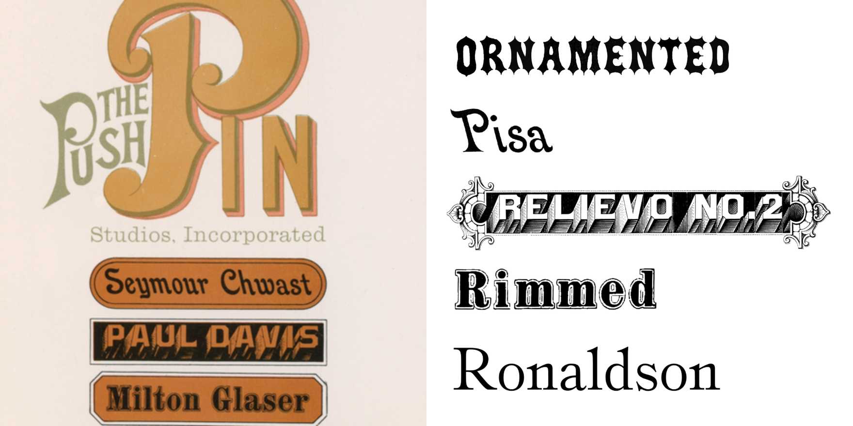 The Push Pin Studios promo card - Fonts In Use