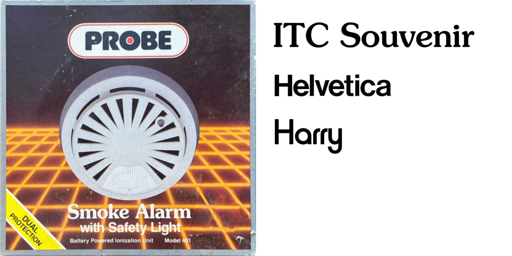 Probe Smoke Alarm with Safety Light packaging - Fonts In Use