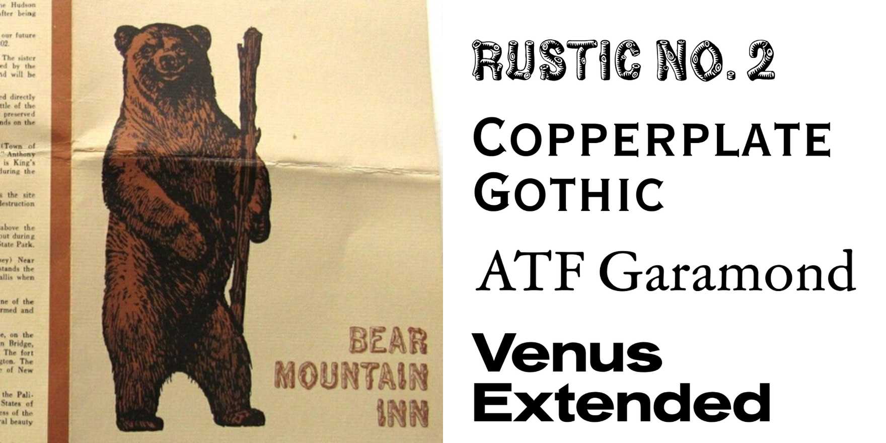 Bear Mountain Inn menus - Fonts In Use