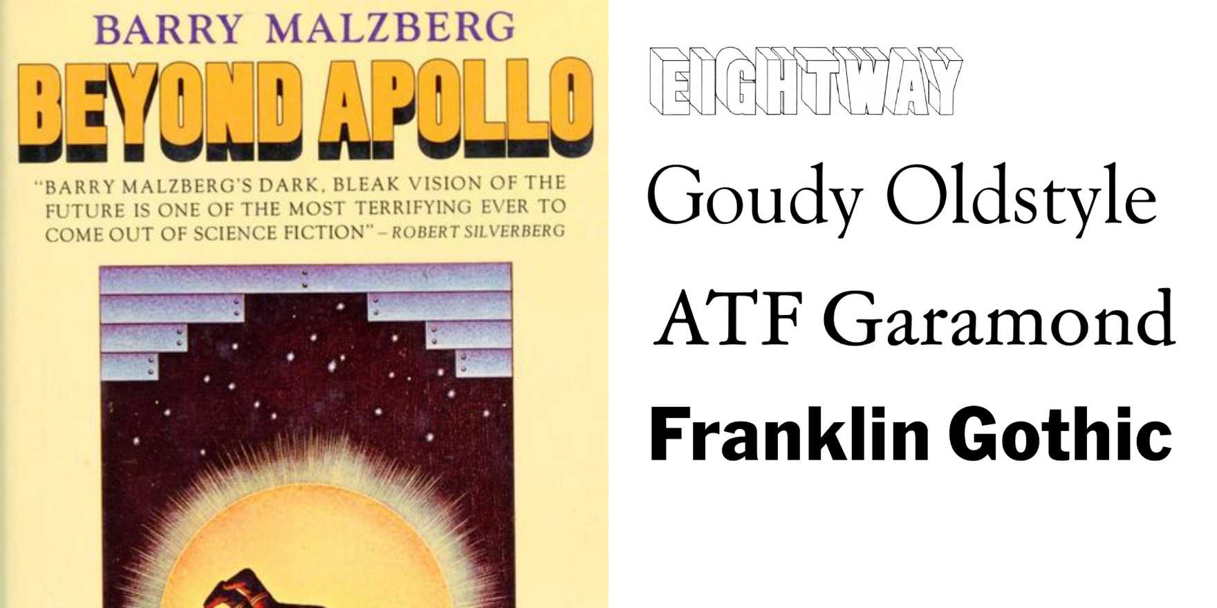 Beyond Apollo by Barry Malzberg (Random House) - Fonts In Use