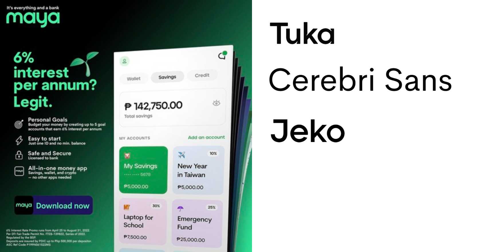 Maya app and advertising - Fonts In Use