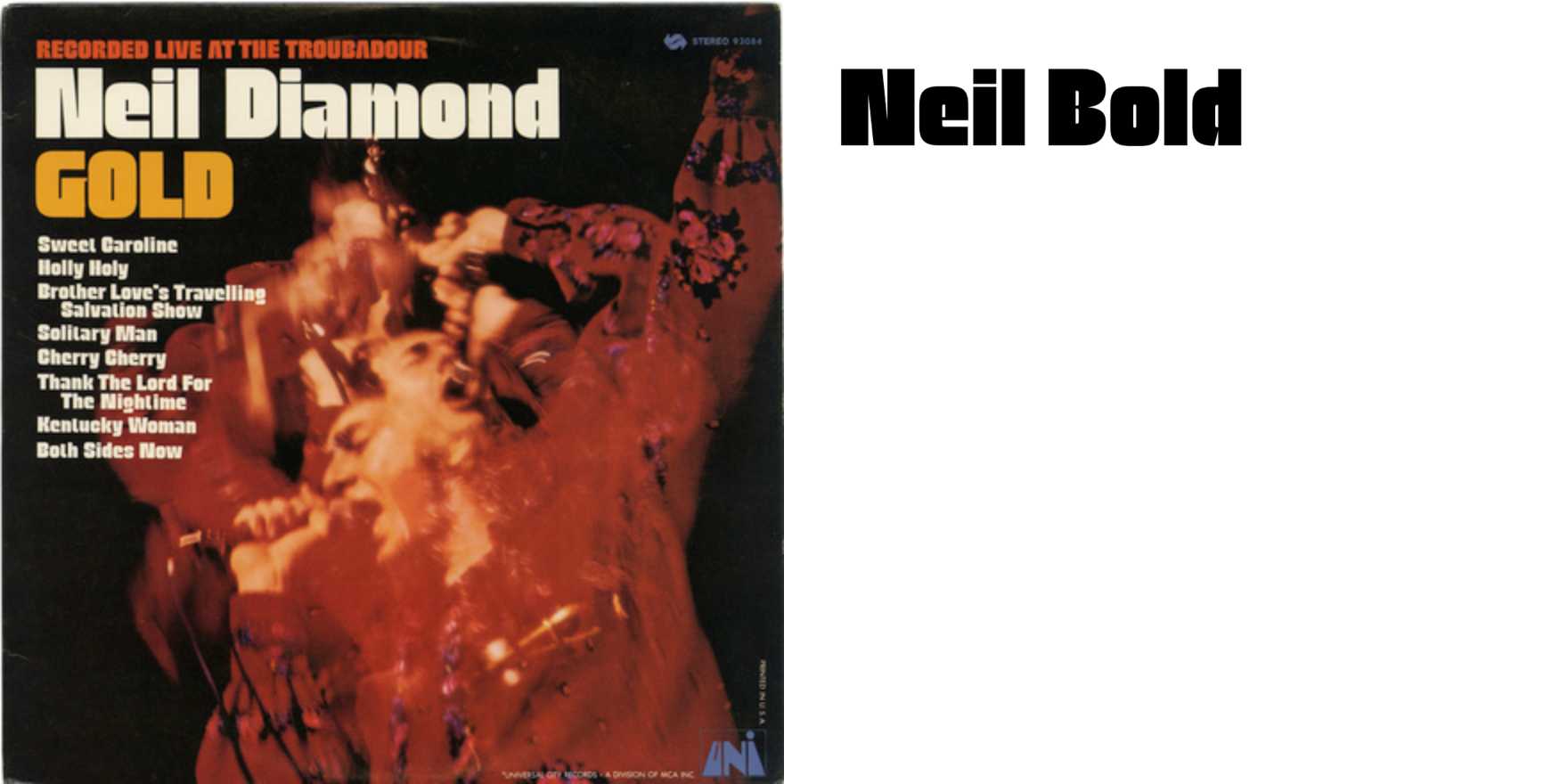 Neil Diamond – Gold album art - Fonts In Use