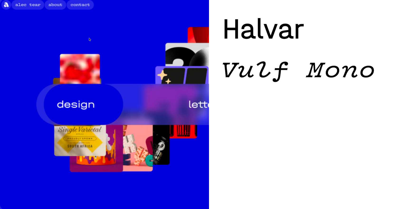 Alec Tear website - Fonts In Use