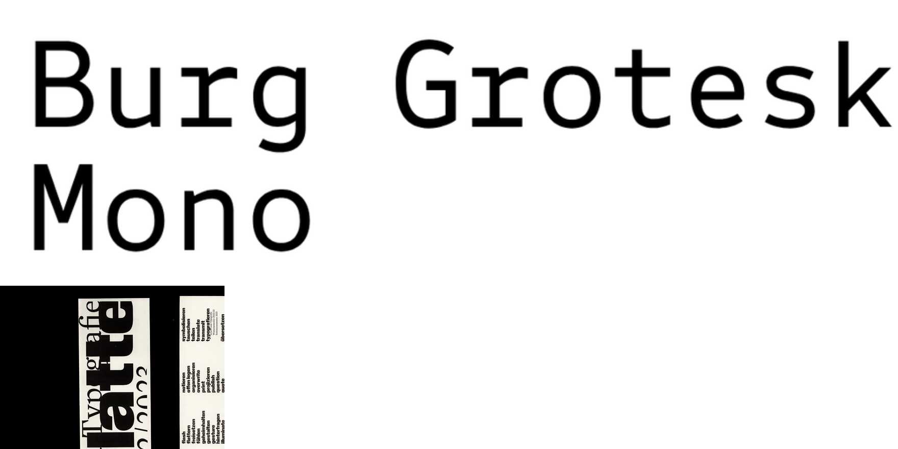 Burg Grotesk Mono in use - Fonts In Use