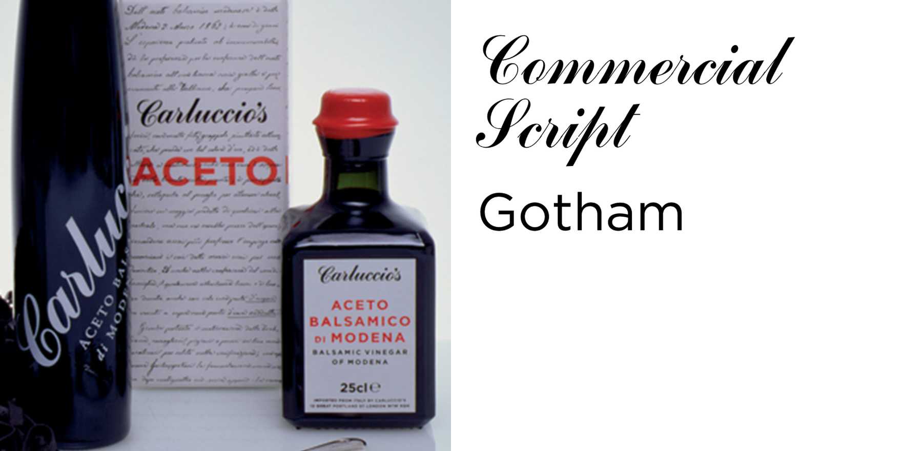 Carluccio’s Blasamic Vinegar - Fonts In Use