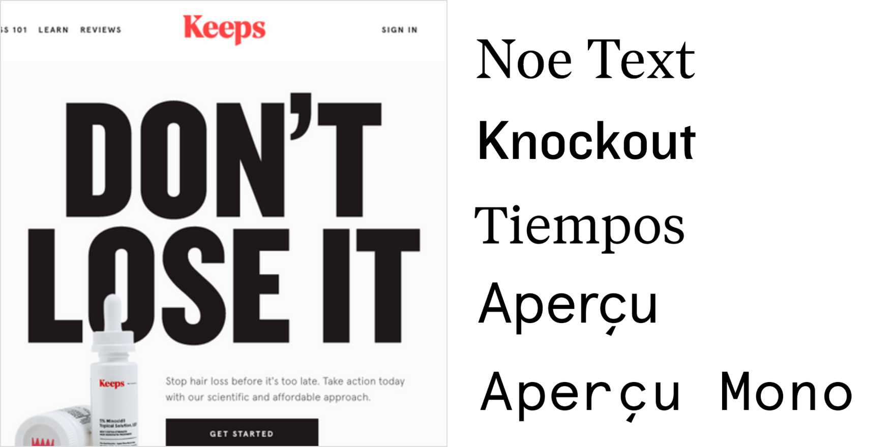 Keeps - Fonts In Use