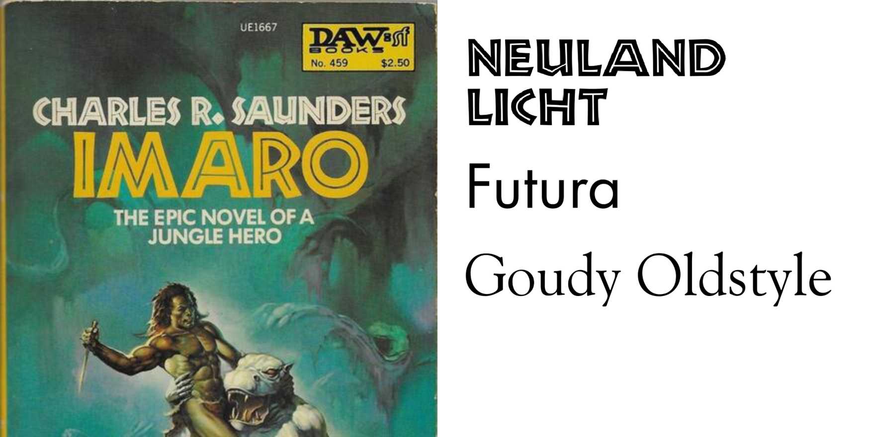 Imaro by Charles R. Saunders (DAW) - Fonts In Use