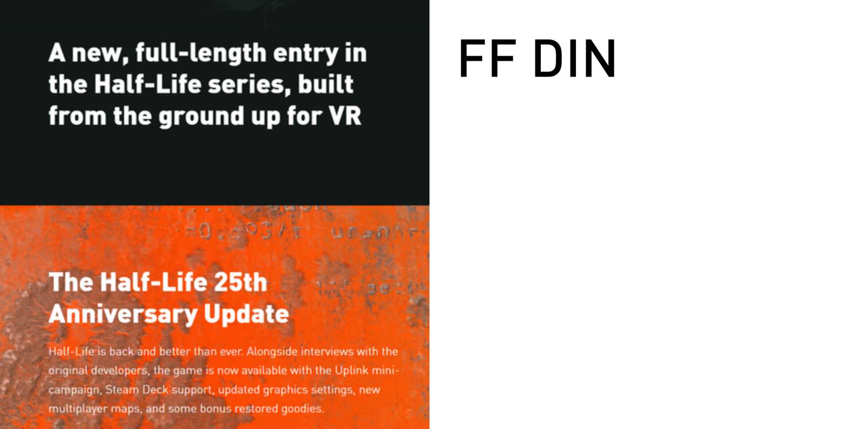 Half-Life website - Fonts In Use