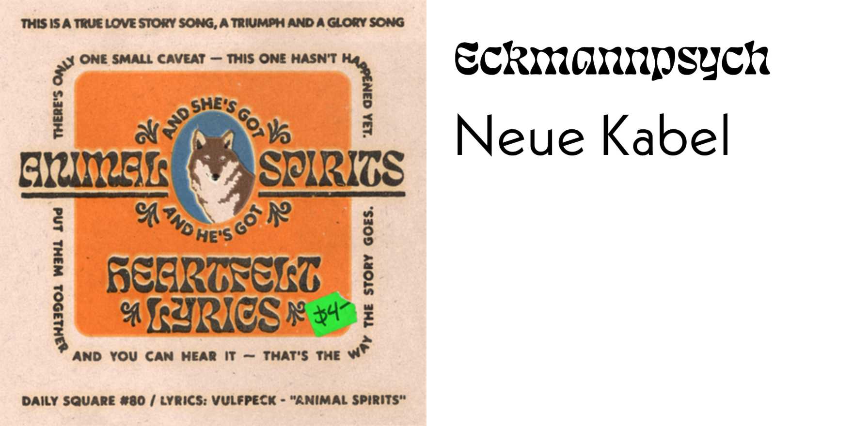 “Animal Spirits” – Vulfpeck (personal redesign) - Fonts In Use