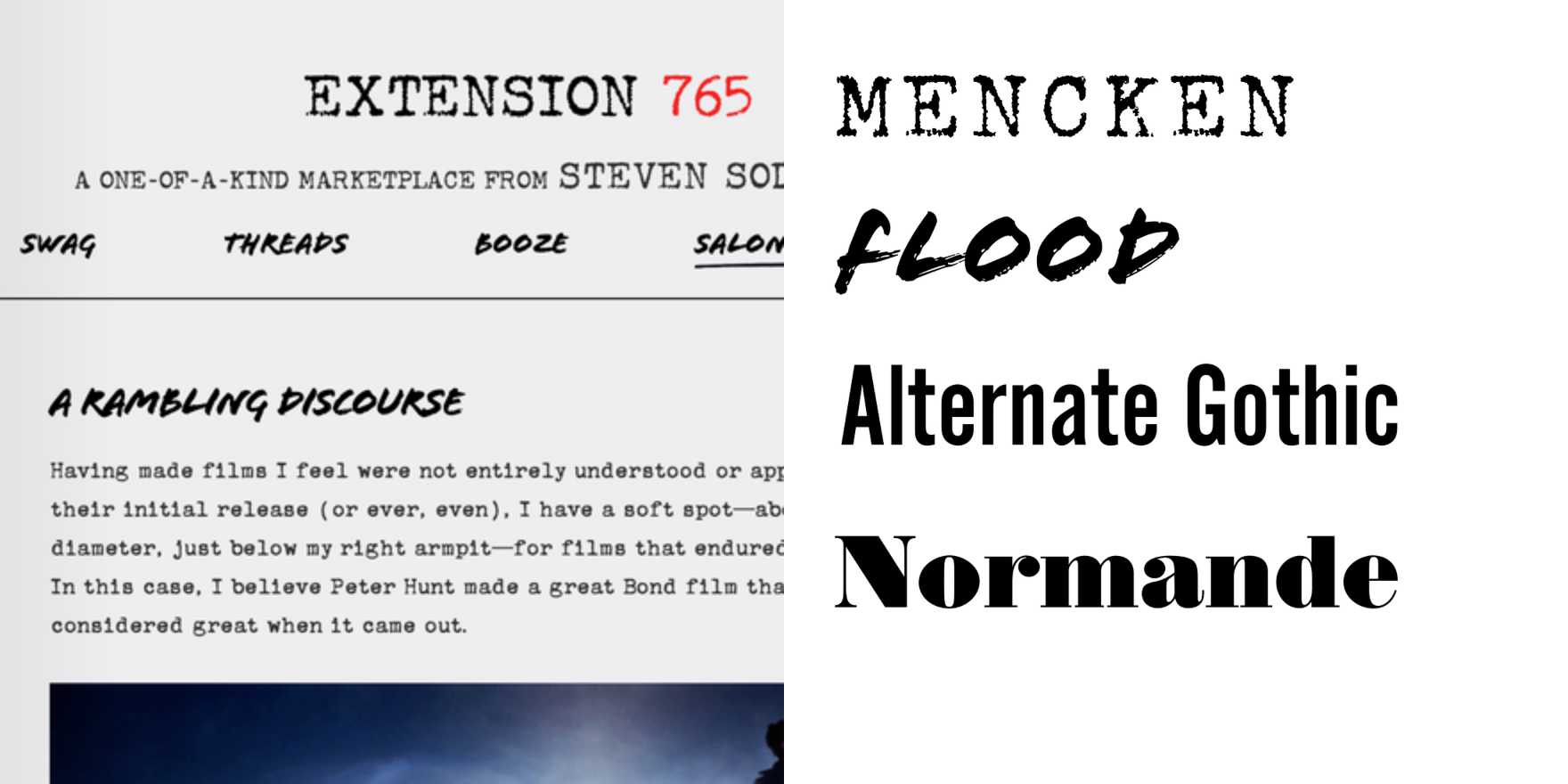 Extension 765: A Marketplace from Steven Soderbergh - Fonts In Use