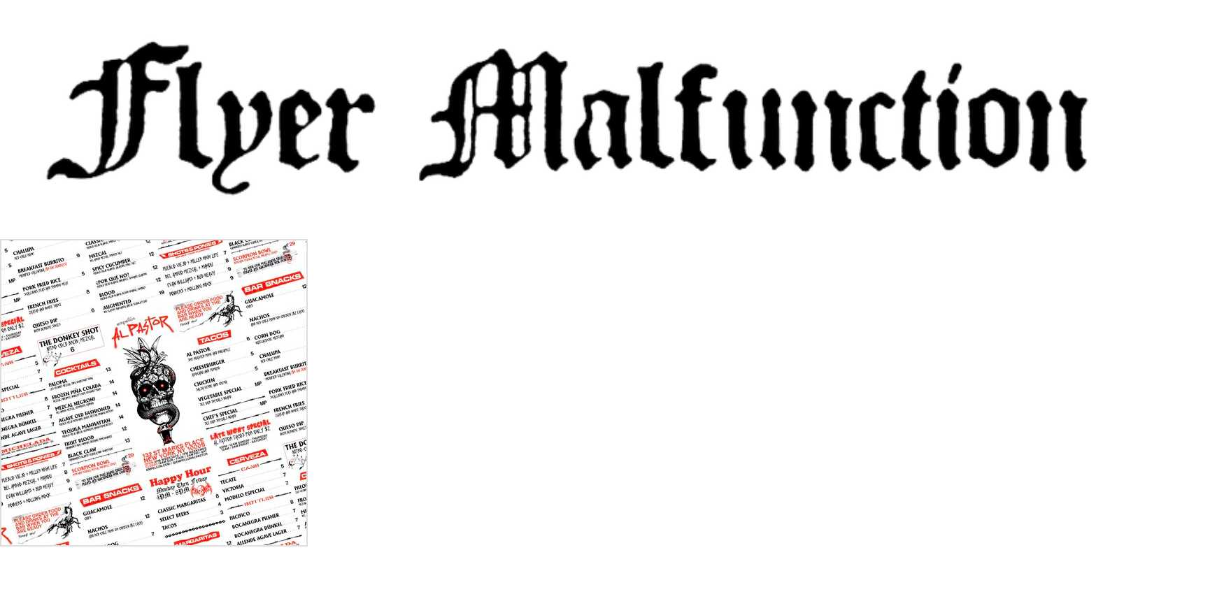 Flyer Malfunction in use - Fonts In Use