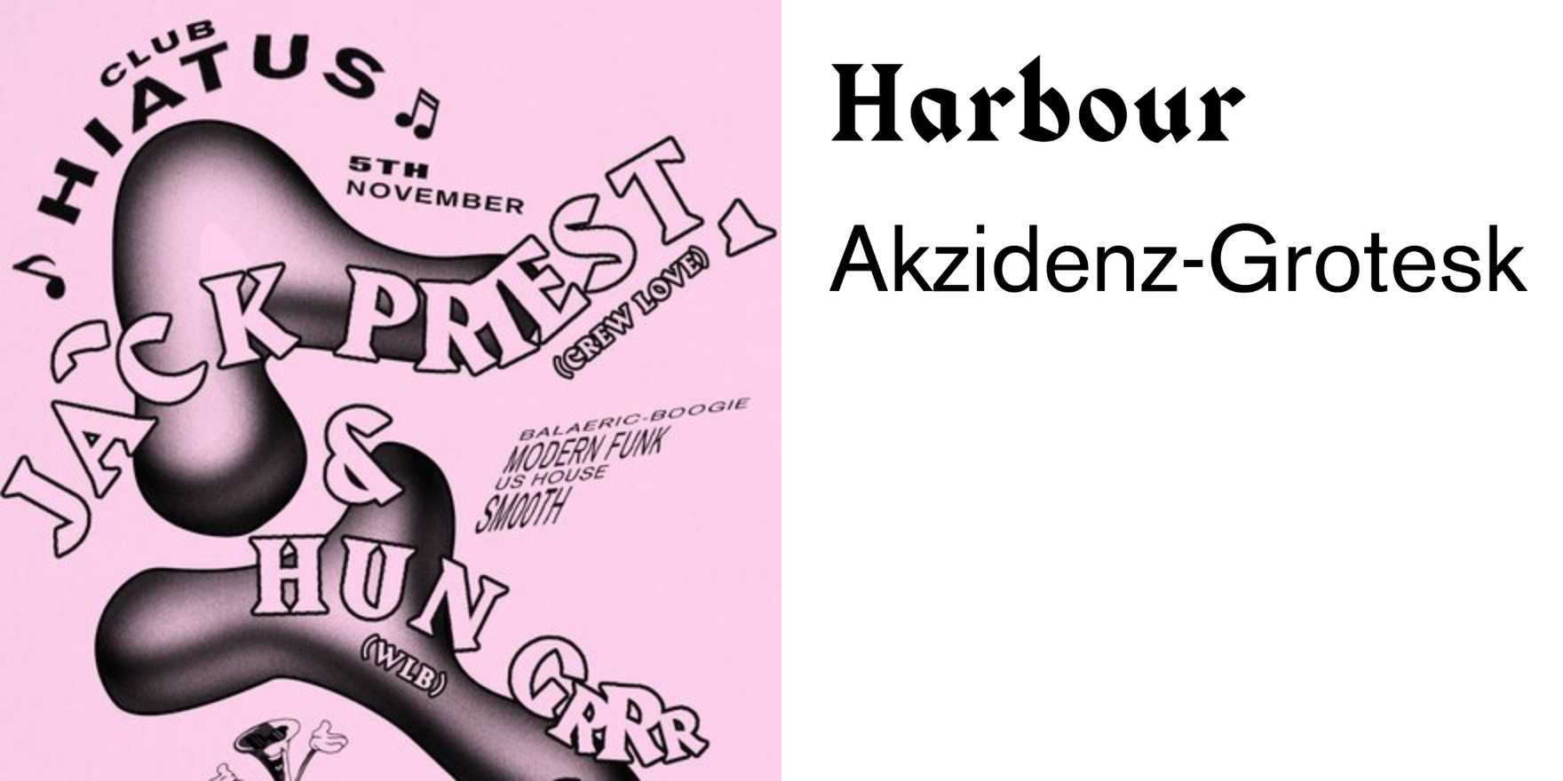 Club Hiatus posters - Fonts In Use