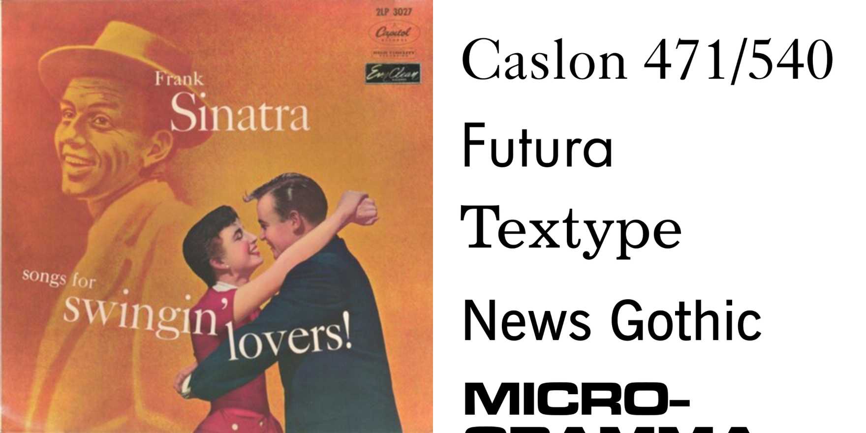 Frank Sinatra – Songs for Swingin’ Lovers! album art - Fonts In Use