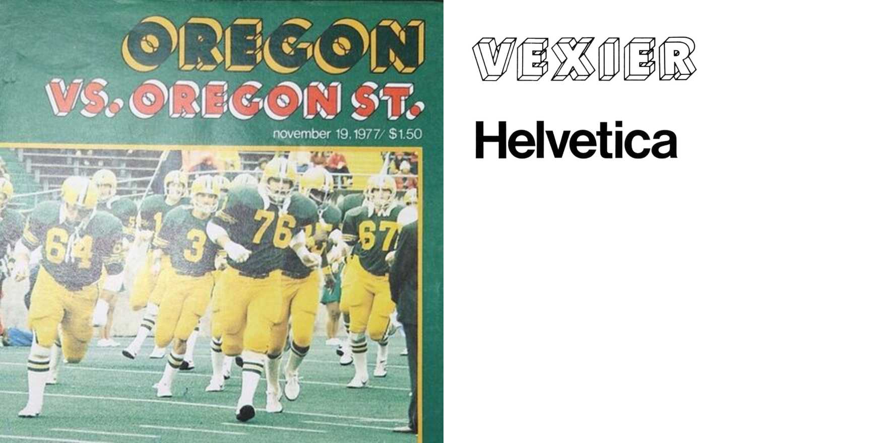 Touchdown Illustrated, Oregon vs. Oregon State, 19 Nov 1977 - Fonts In Use