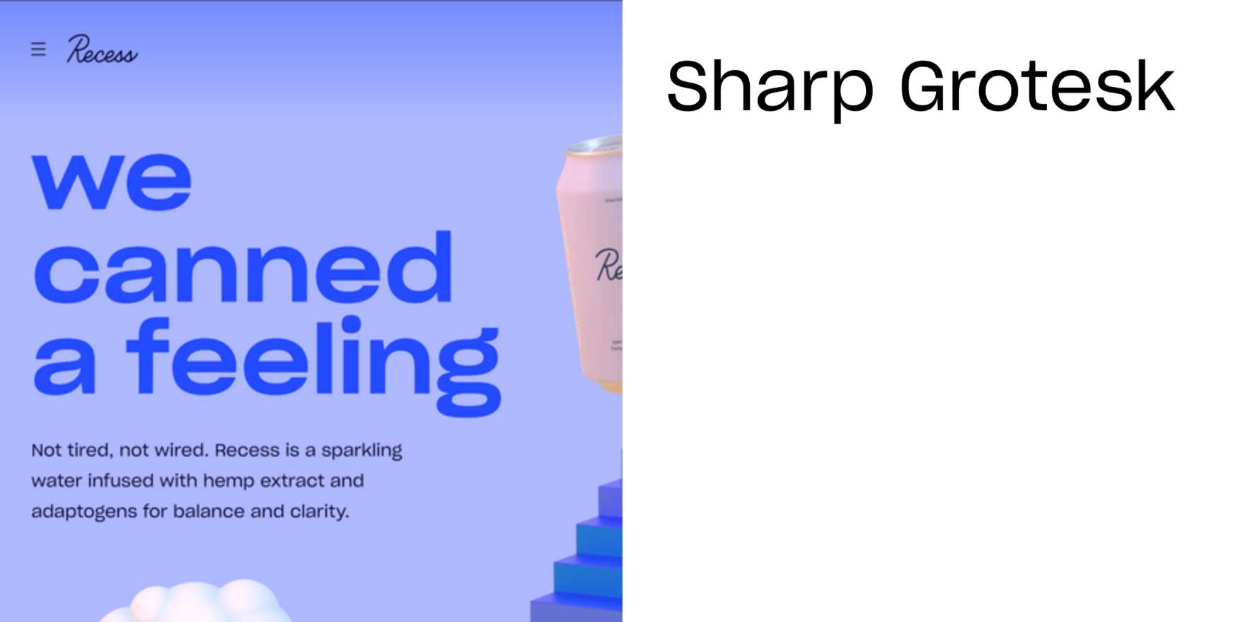 Recess sparkling water - Fonts In Use
