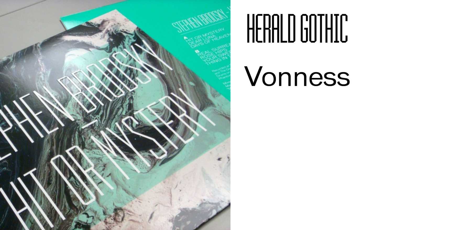 Stephen Brodsky – Hit Or Mystery album art - Fonts In Use