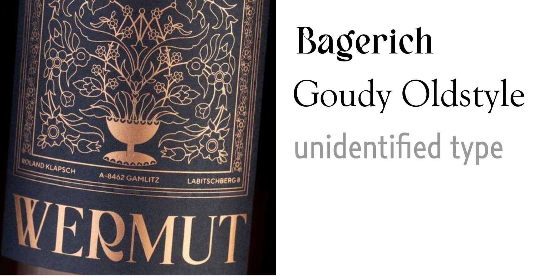 Weingut Klapsch vermouth labels - Fonts In Use