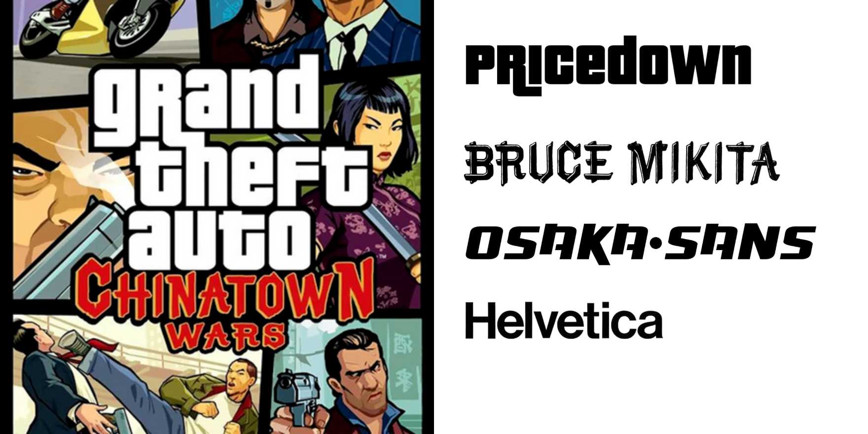 Grand Theft Auto: Chinatown Wars - Fonts In Use