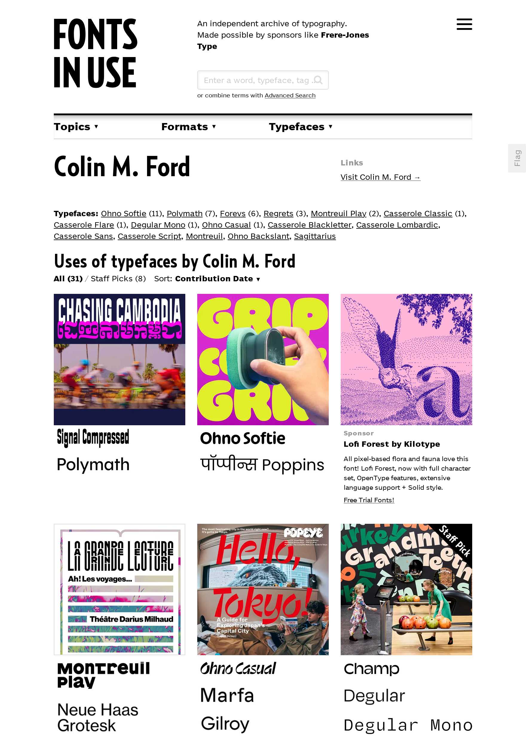 Colin Ford - Fonts In Use