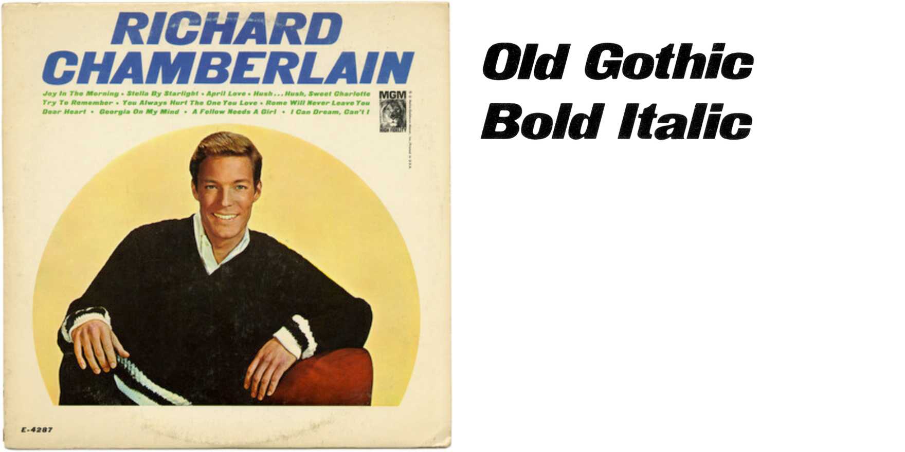 Richard Chamberlain – Joy in the Morning album art - Fonts In Use