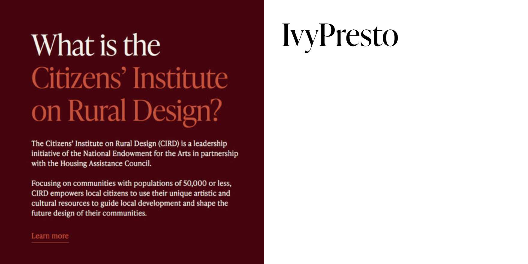 Citizens’ Institute on Rural Design website - Fonts In Use