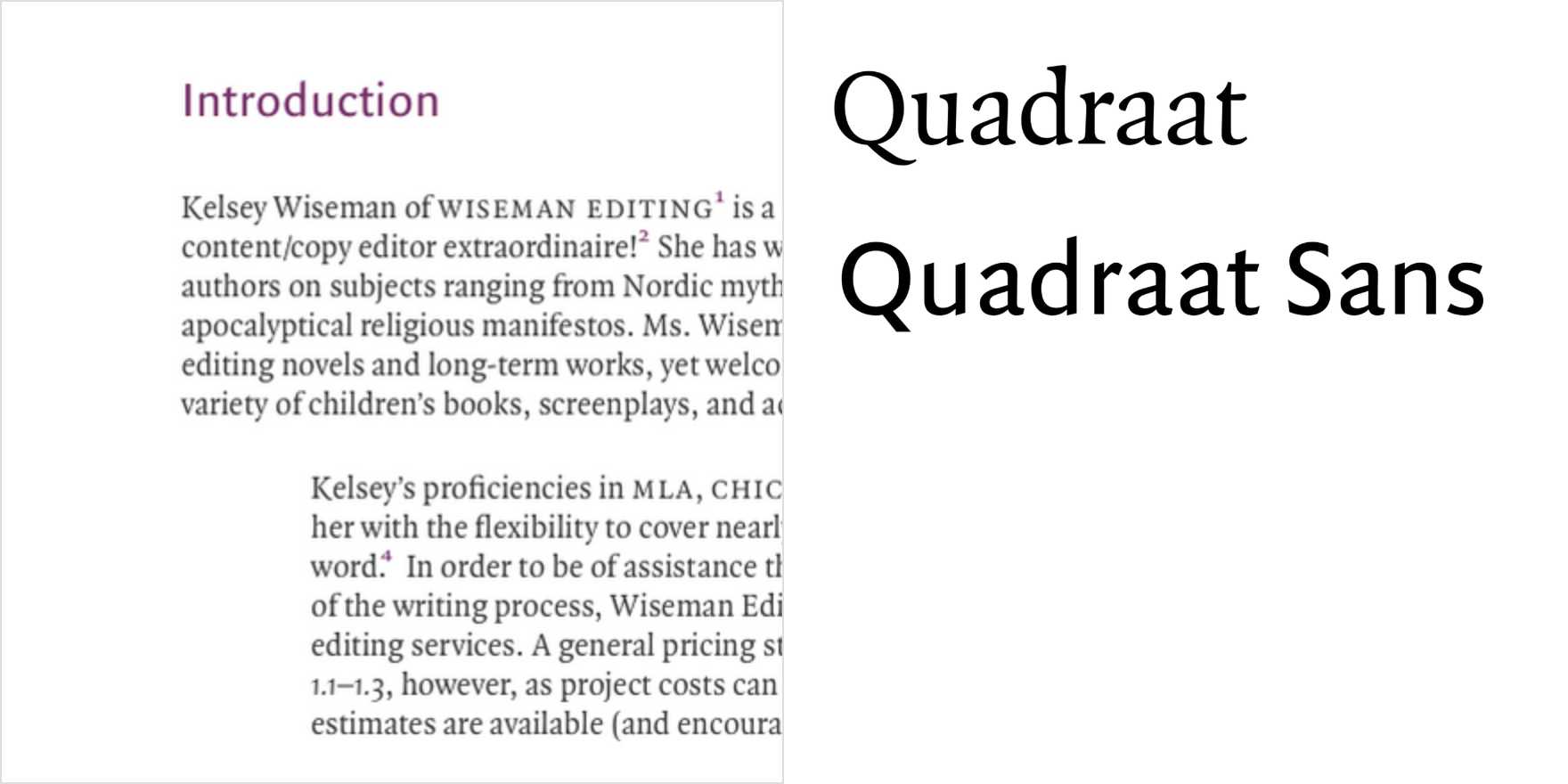 Wiseman Editing - Fonts In Use