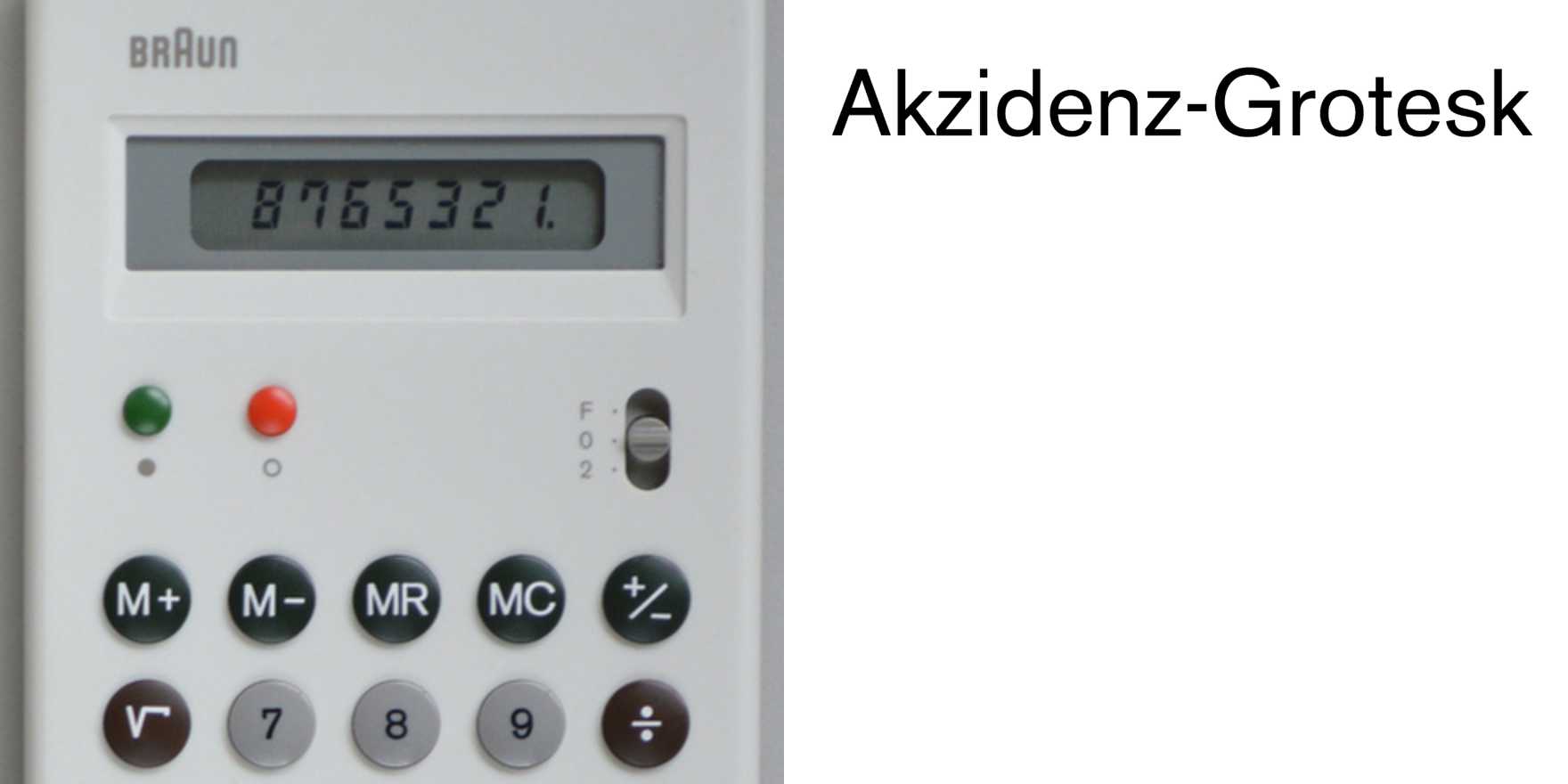 Braun ET 55 pocket calculator - Fonts In Use