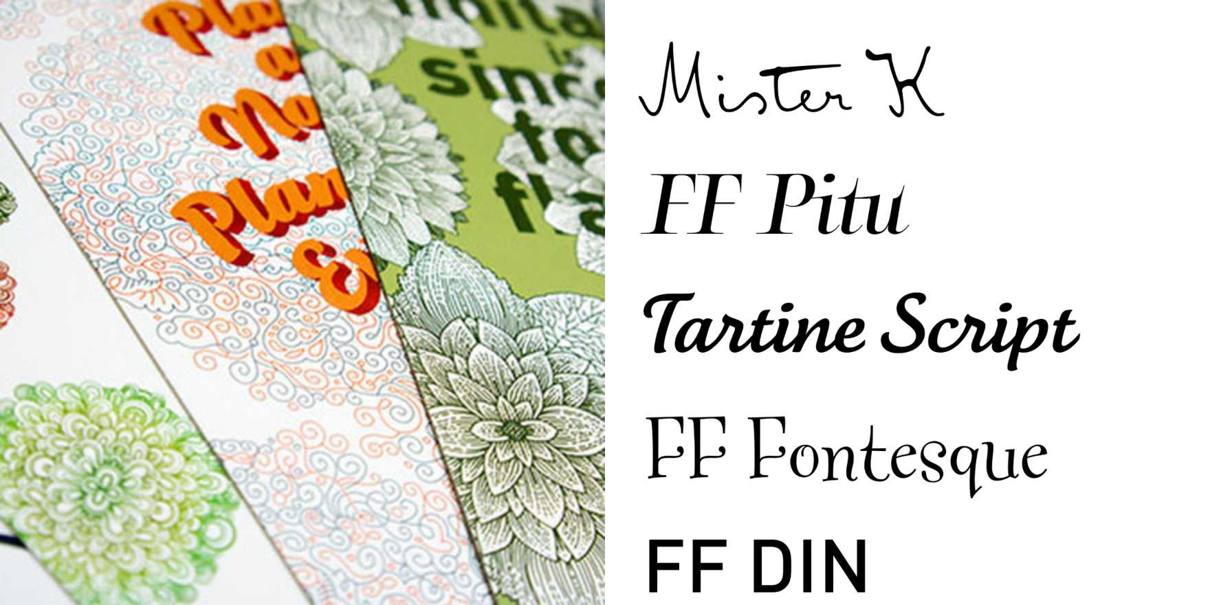 Hand-drawn posters featuring FontFonts - Fonts In Use