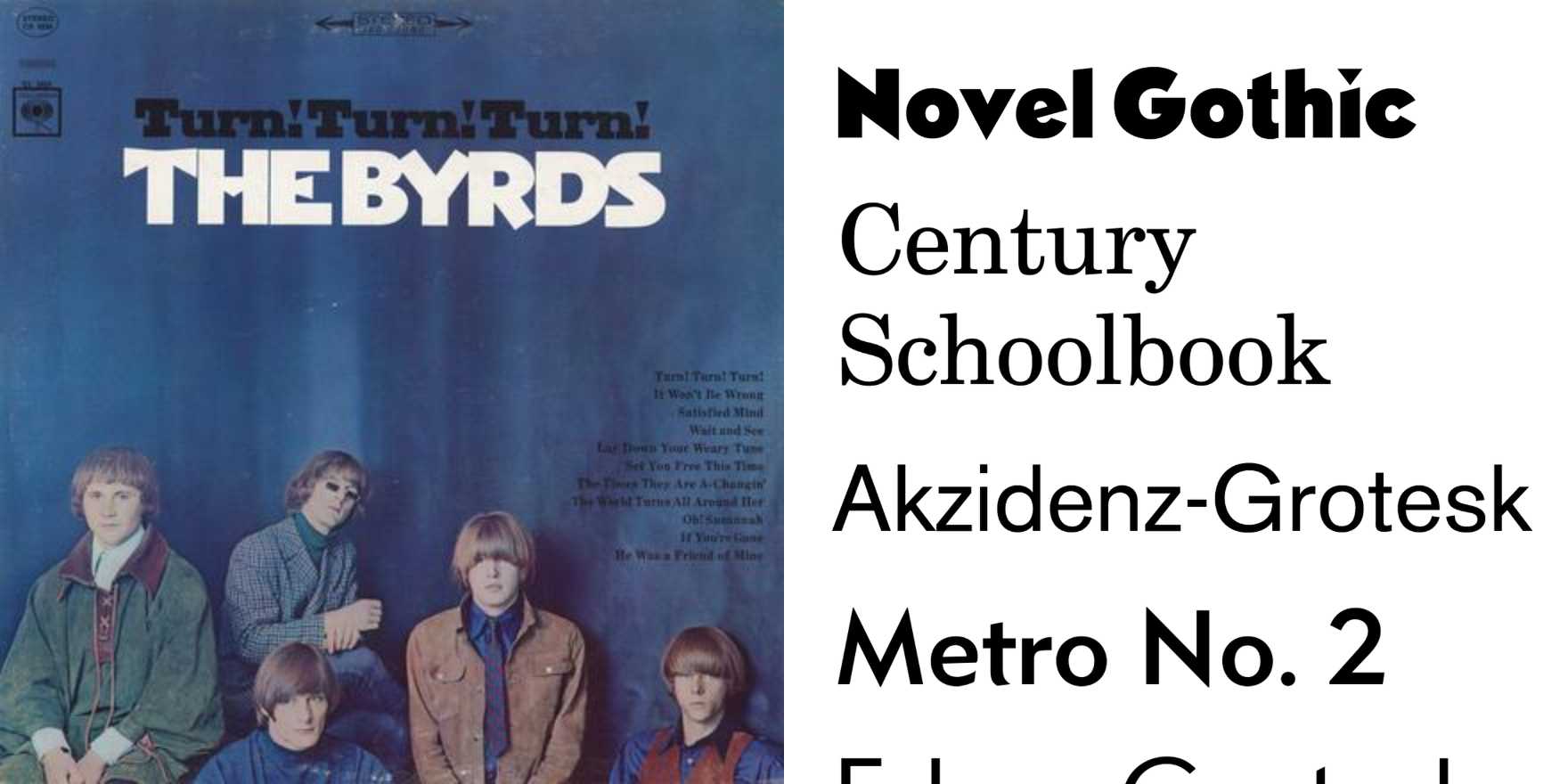The Byrds – Turn! Turn! Turn! album art - Fonts In Use