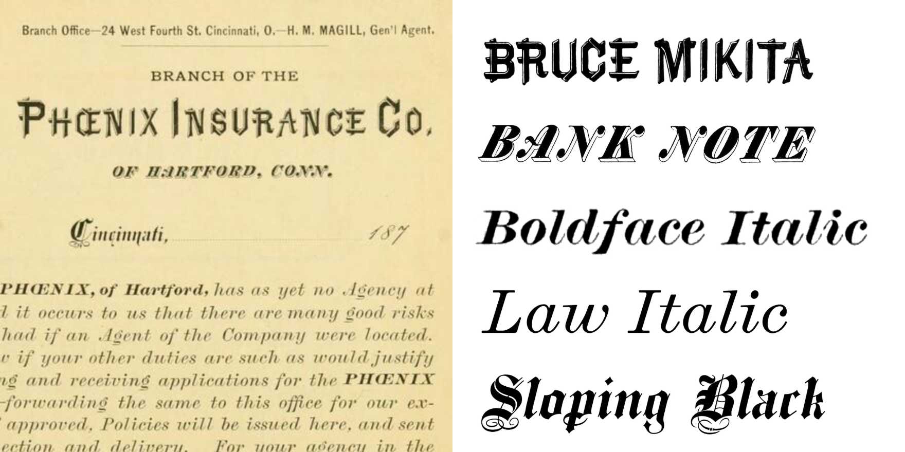 Phœnix Insurance Co. letterhead - Fonts In Use