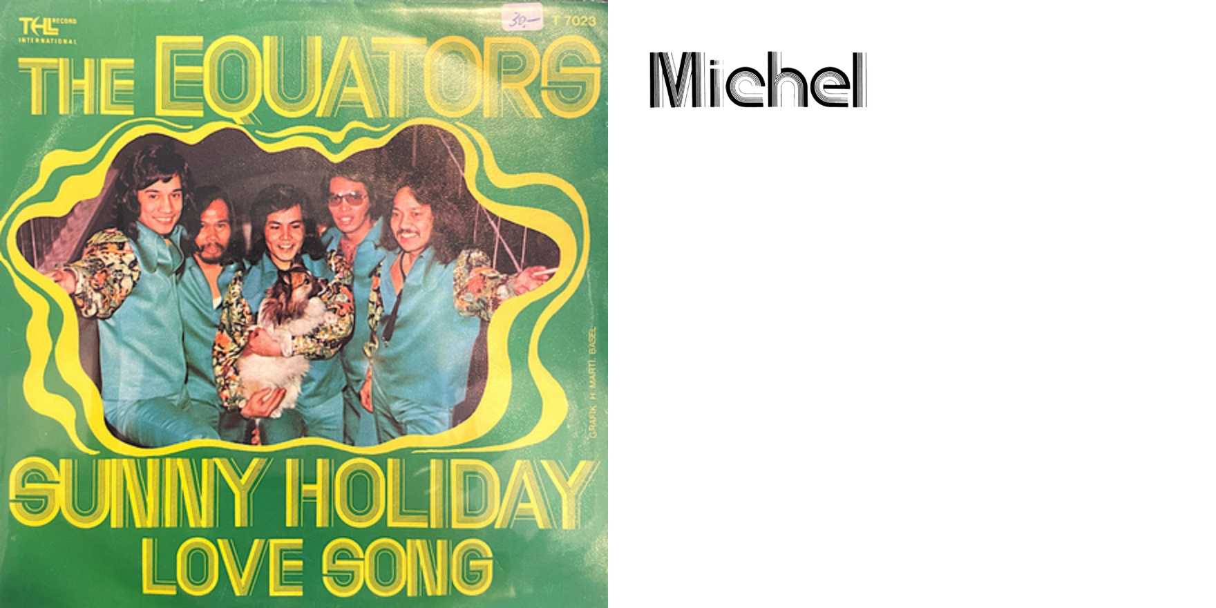 The Equators – “Sunny Holiday” / “Love Song” single cover - Fonts In Use