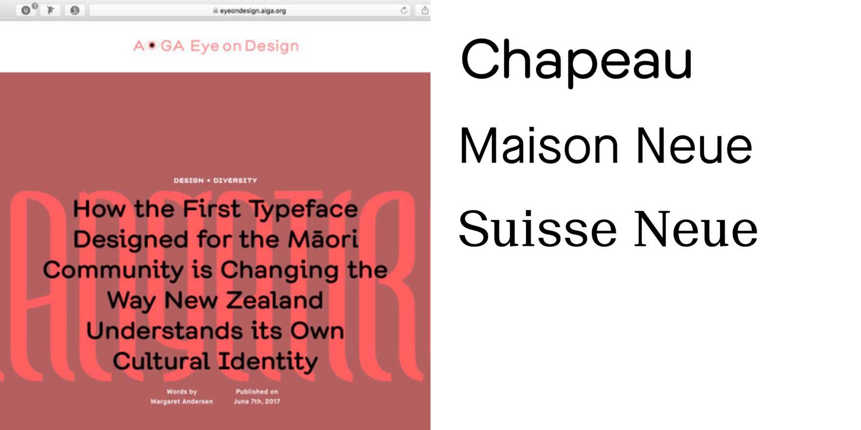 AIGA Eye on Design website (2017 redesign) - Fonts In Use