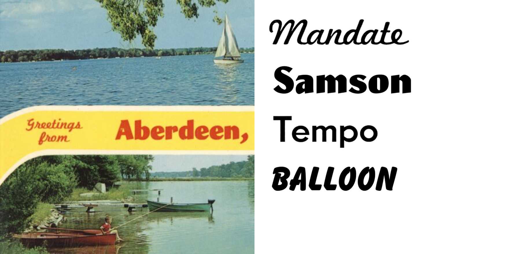 “Greetings from …” postcards, Dexter Press - Fonts In Use