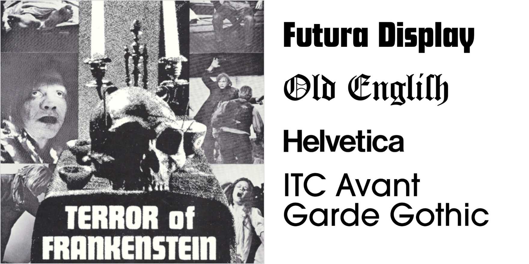 Terror of Frankenstein movie flyer - Fonts In Use
