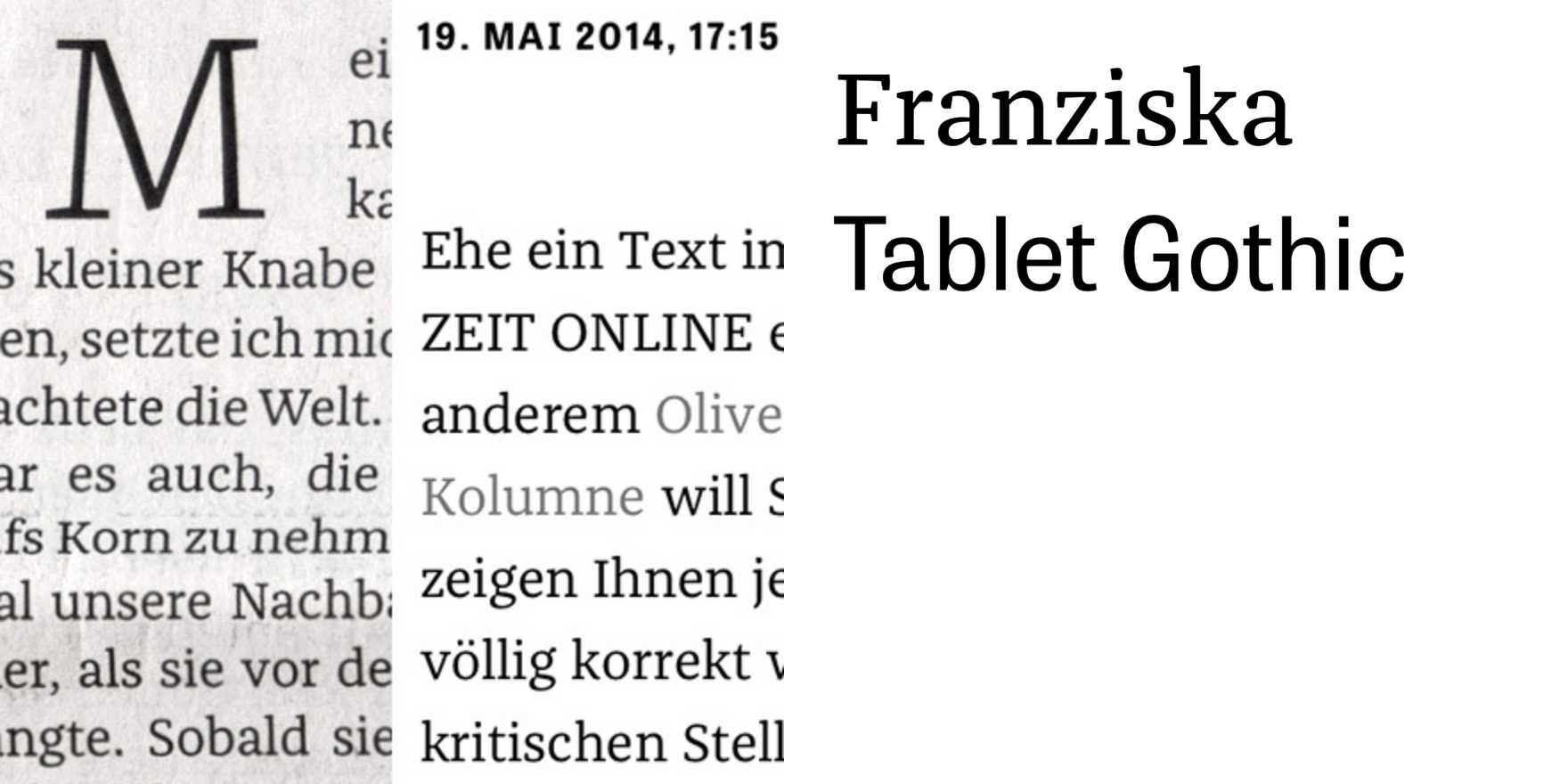 FF Franziska for Bündner Tagblatt and ZEITmagazin Online - Fonts In Use