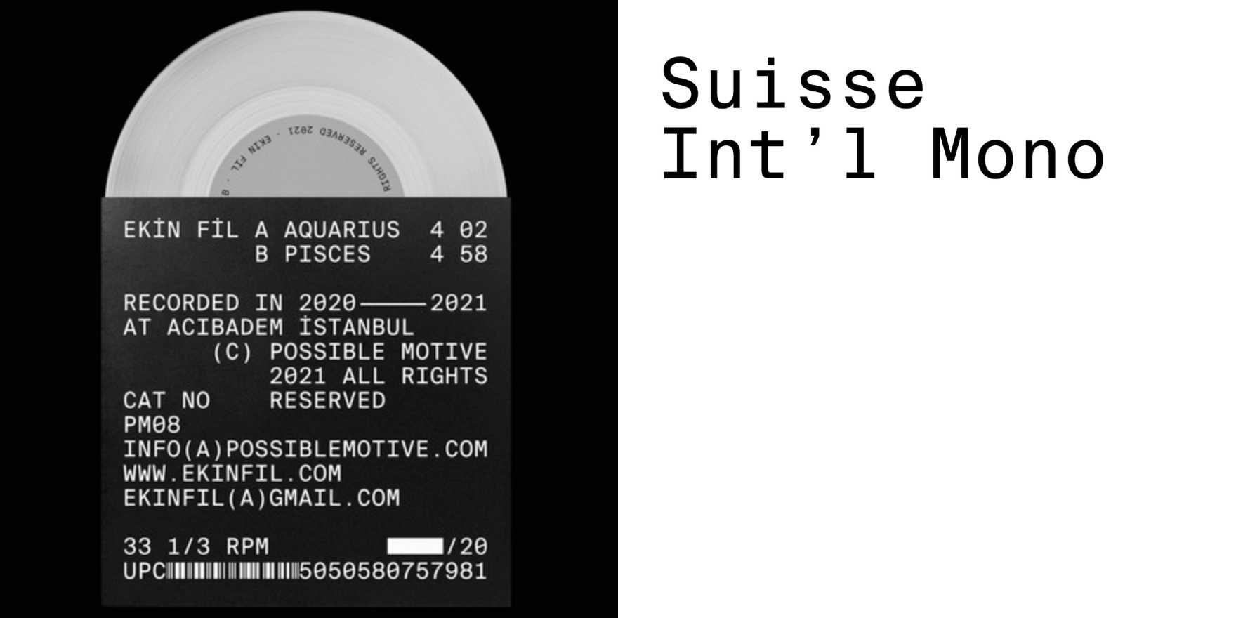 Ekin Fil – “Aquarius” / “Pisces” single cover - Fonts In Use