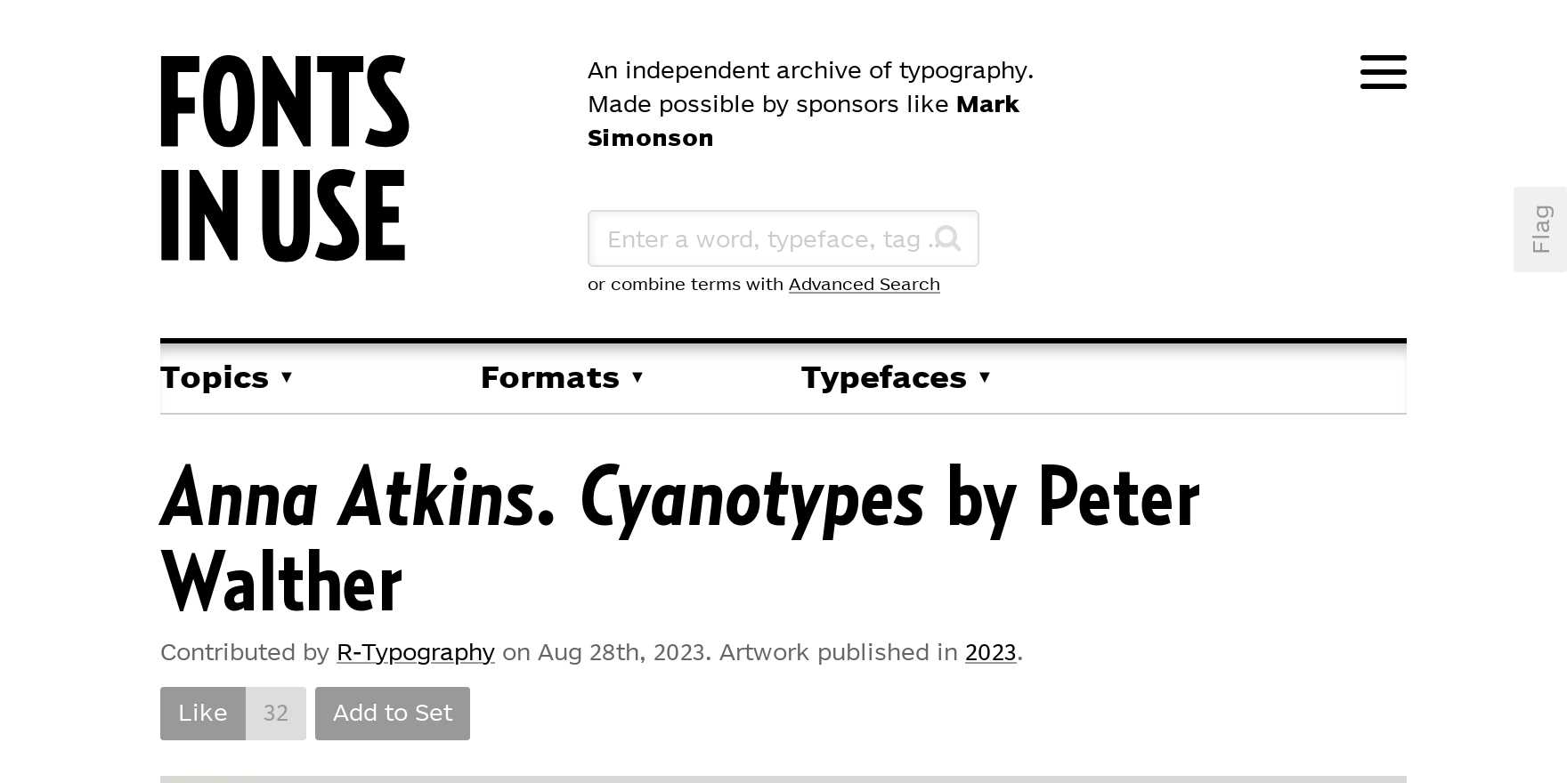 Anna Atkins. Cyanotypes - Fonts In Use