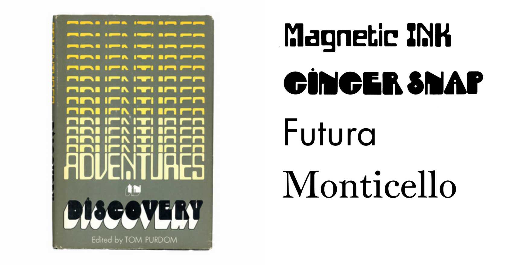 Adventures in Discovery by Tom Purdom (ed.) - Fonts In Use