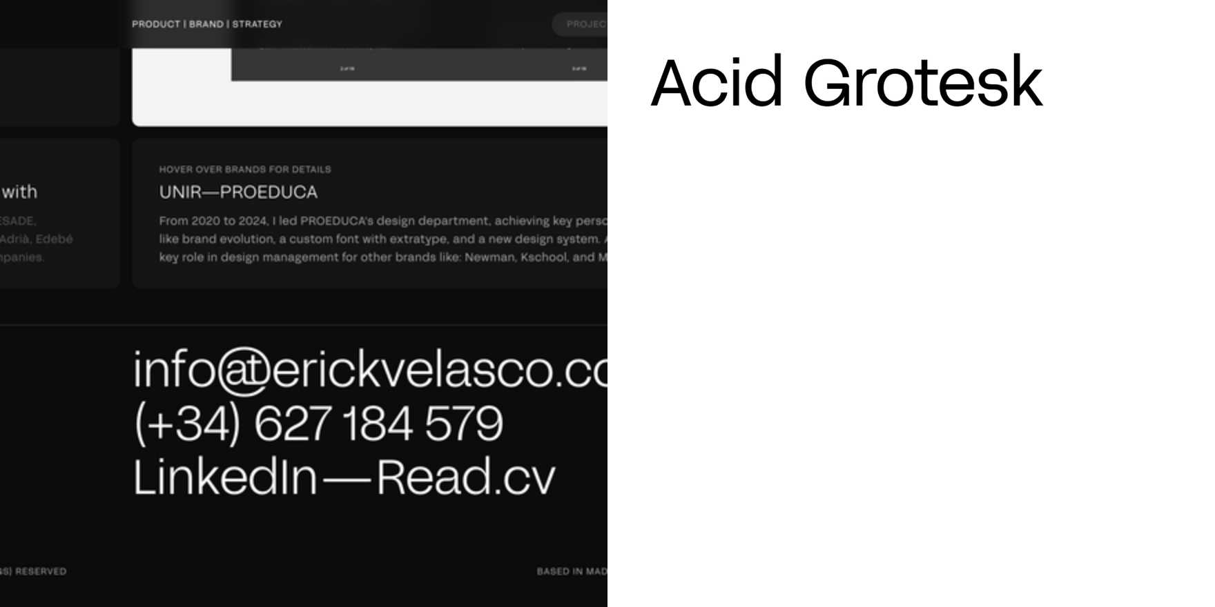 Erick Velasco portfolio website - Fonts In Use