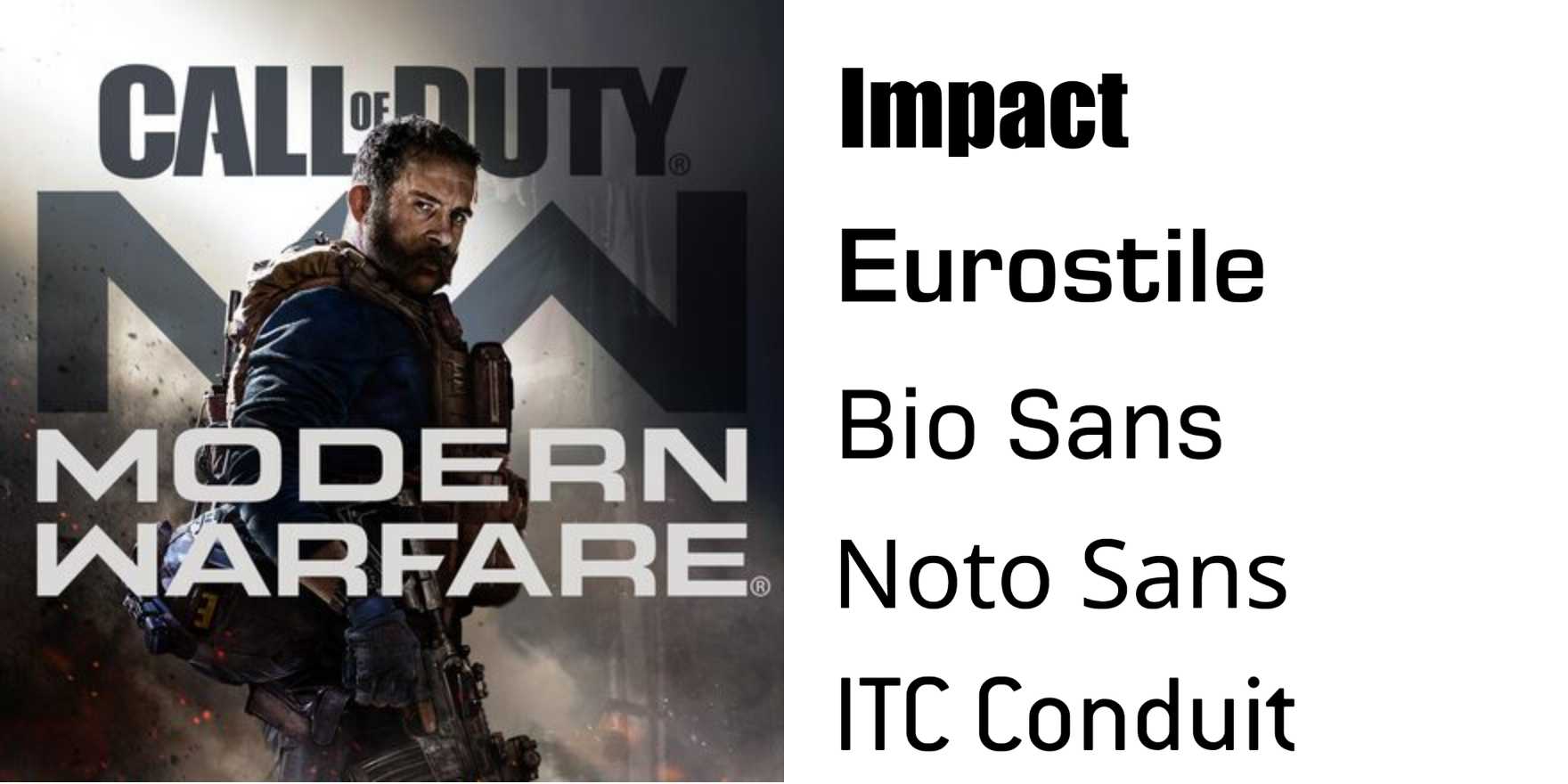 Call of Duty: Modern Warfare video game - Fonts In Use
