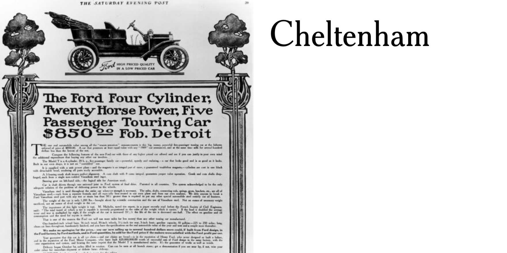 Ford Model T advert in the Saturday Evening Post, 3 Oct, 1908 - Fonts ...