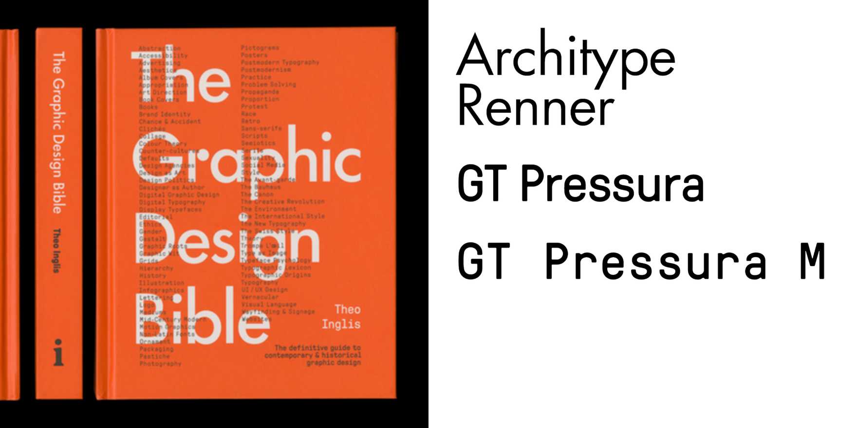 The Graphic Design Bible by Theo Inglis - Fonts In Use