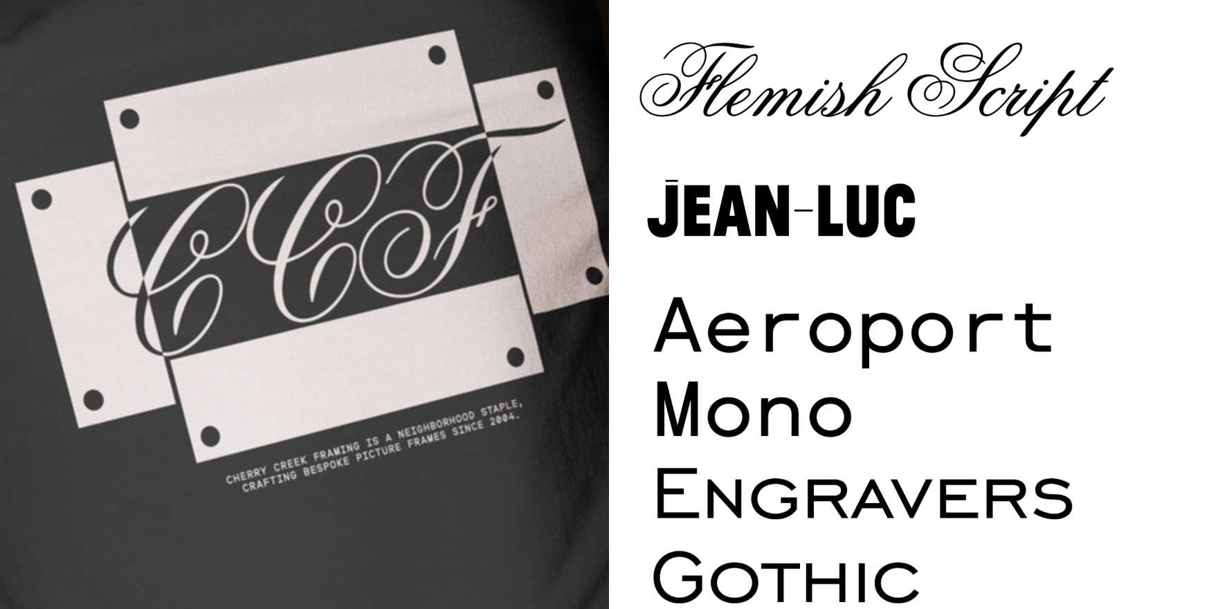 Cherry Creek Framing - Fonts In Use