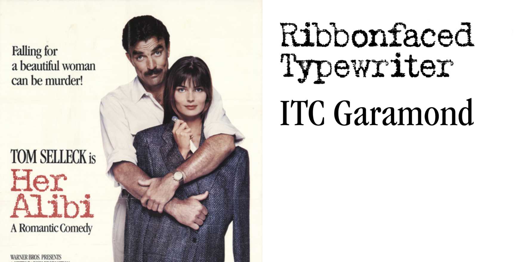 Her Alibi (1989) movie poster - Fonts In Use