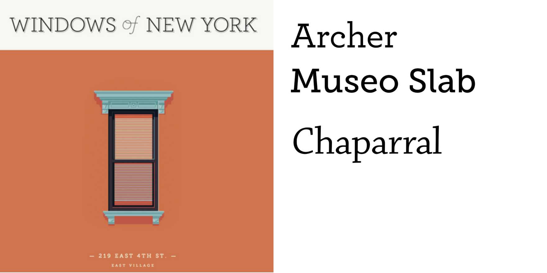 Windows of New York - Fonts In Use