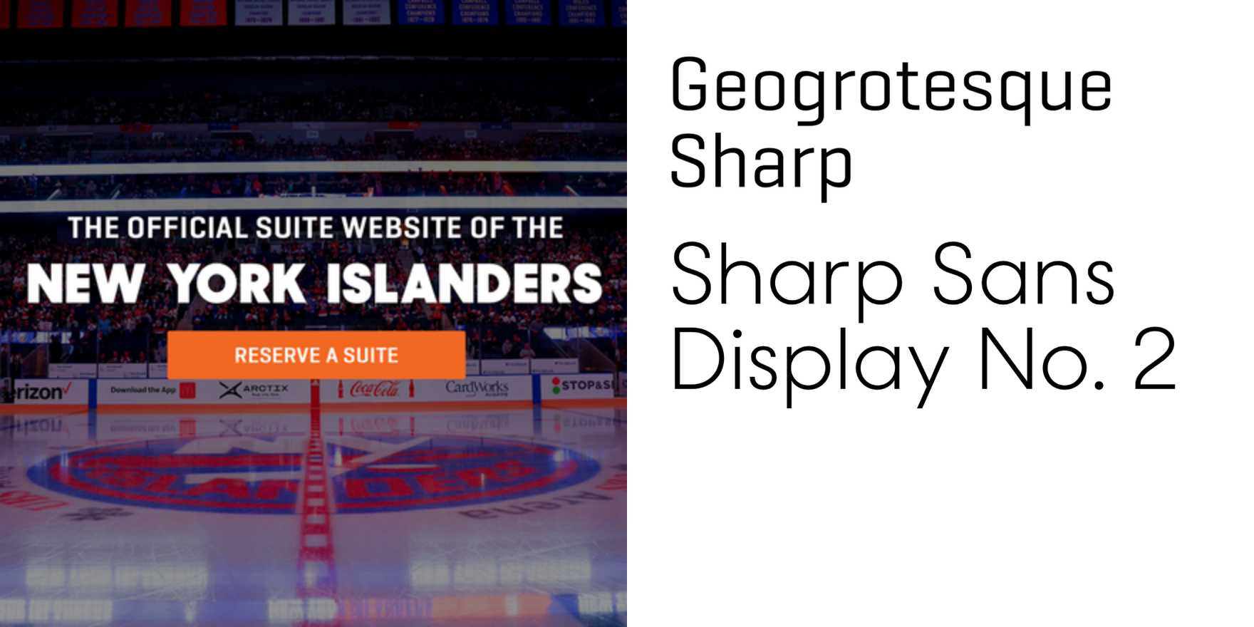 New York Islanders Suites website - Fonts In Use