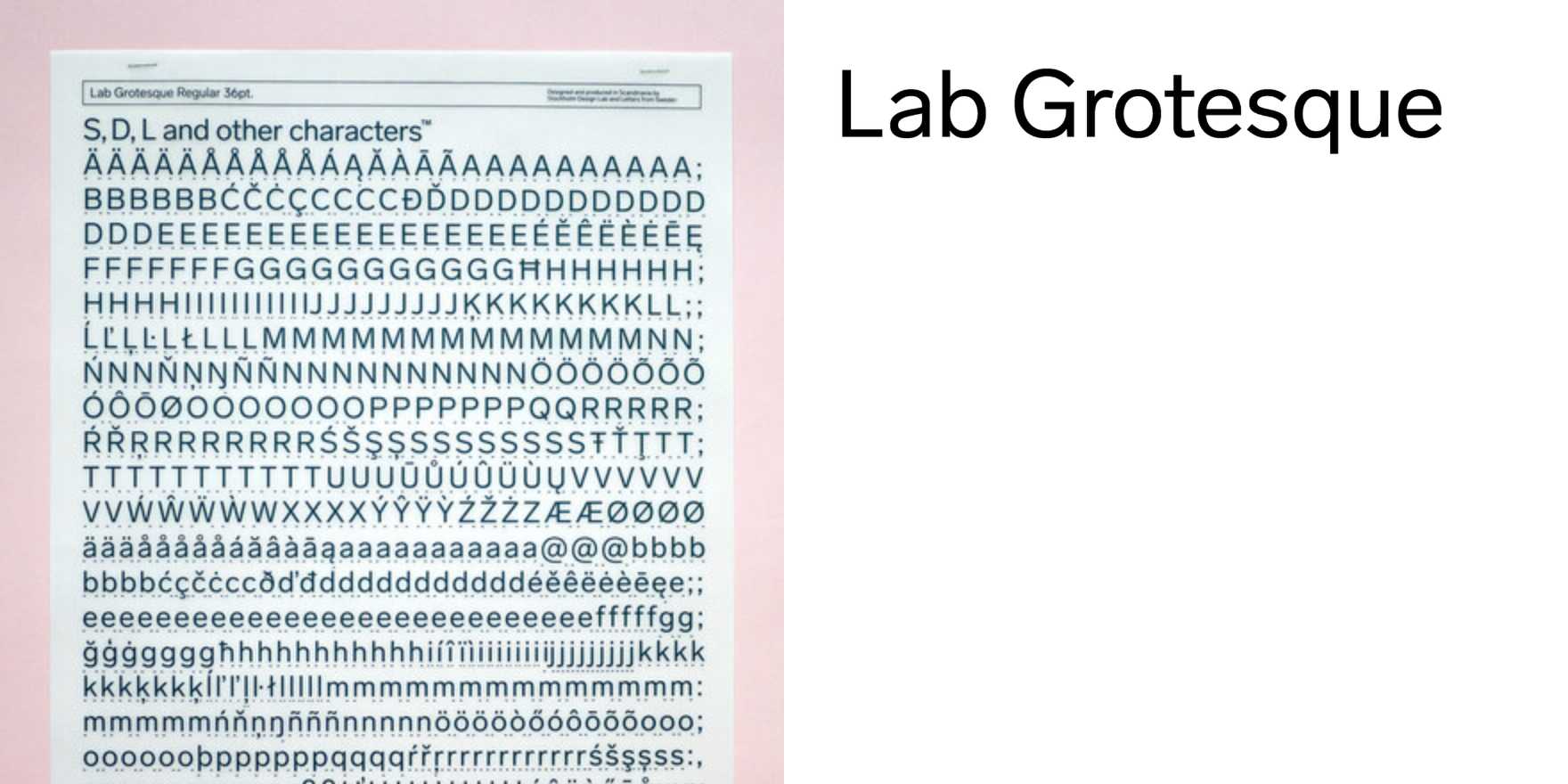 Lab Grotesque Letraset-style transfer sheet - Fonts In Use