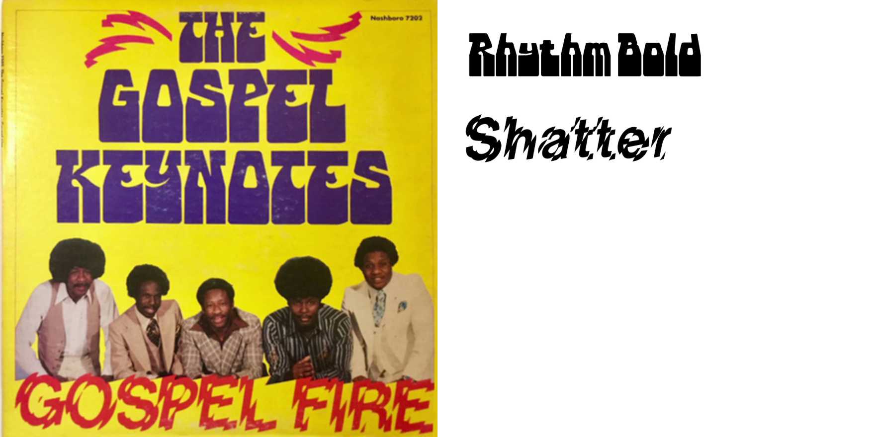 The Gospel Keynotes ‎– Gospel Fire album art - Fonts In Use
