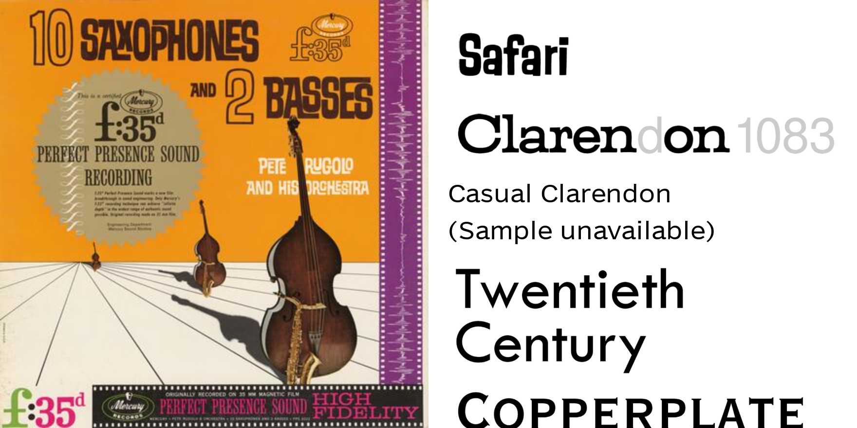 Pete Rugolo – 10 Saxophones and 2 Basses album art - Fonts In Use