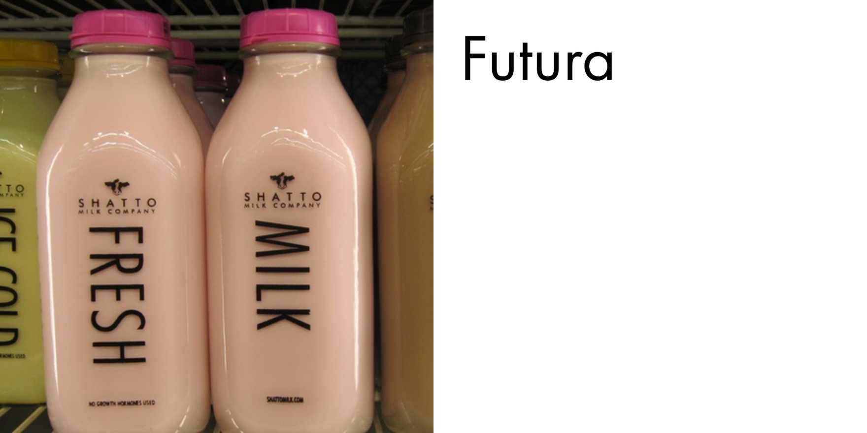 Shatto milk bottles & butter boxes - Fonts In Use